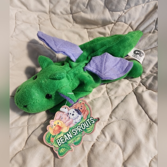 Toys | Vintage Bean Sprouts Dragon Snap Green Beanie Plush Stuffed Animal Toy 1 | Poshmark